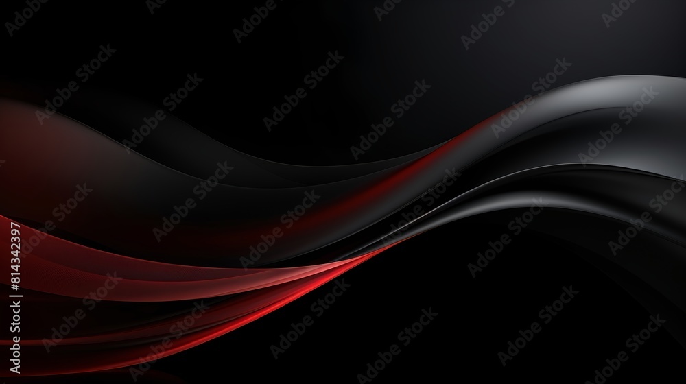Abstract black background wallpaper with red wavy lines. Realistic 3d ...