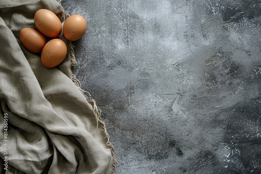 rey background with grey textile napkin. Food background for recipe ...