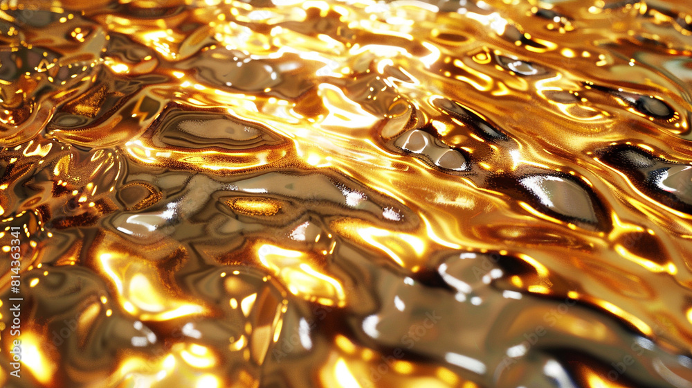 Reflective gold texture with a liquid mirror effect, adding a luxurious ...