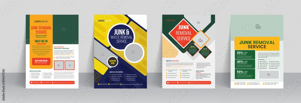 Junk removal service flyer template. trash and Waste removal poster ...