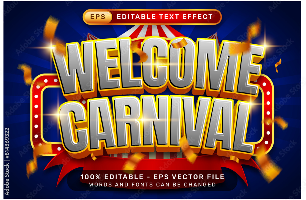 welcome carnival 3d text effect and editable text effect with tent and ...