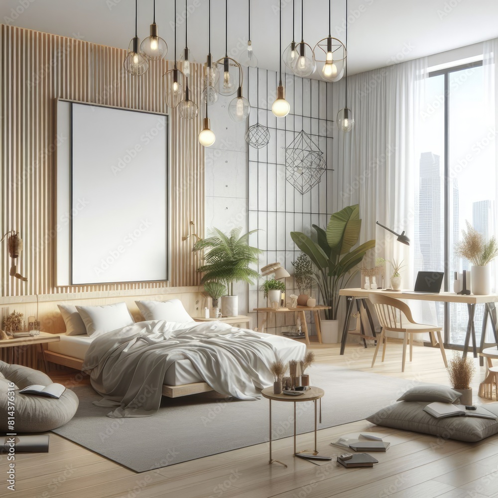 Bedroom sets have template mockup poster empty white with Bedroom ...