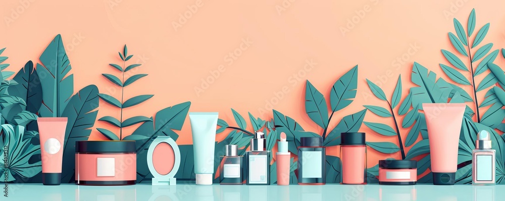 New product development flat design side view cosmetics industry theme ...