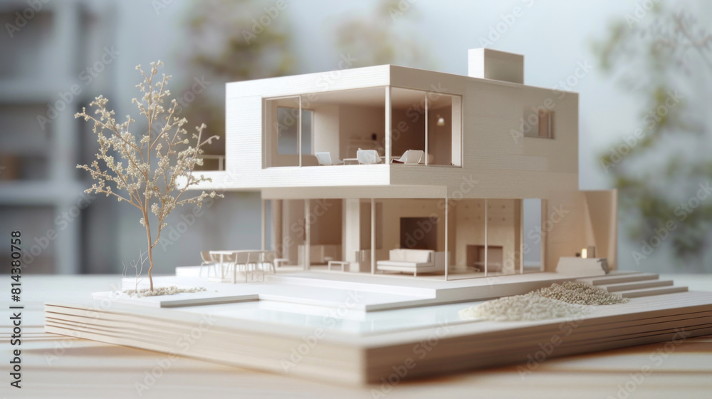 a 3D small house model is meticulously crafted onto the architecture ...