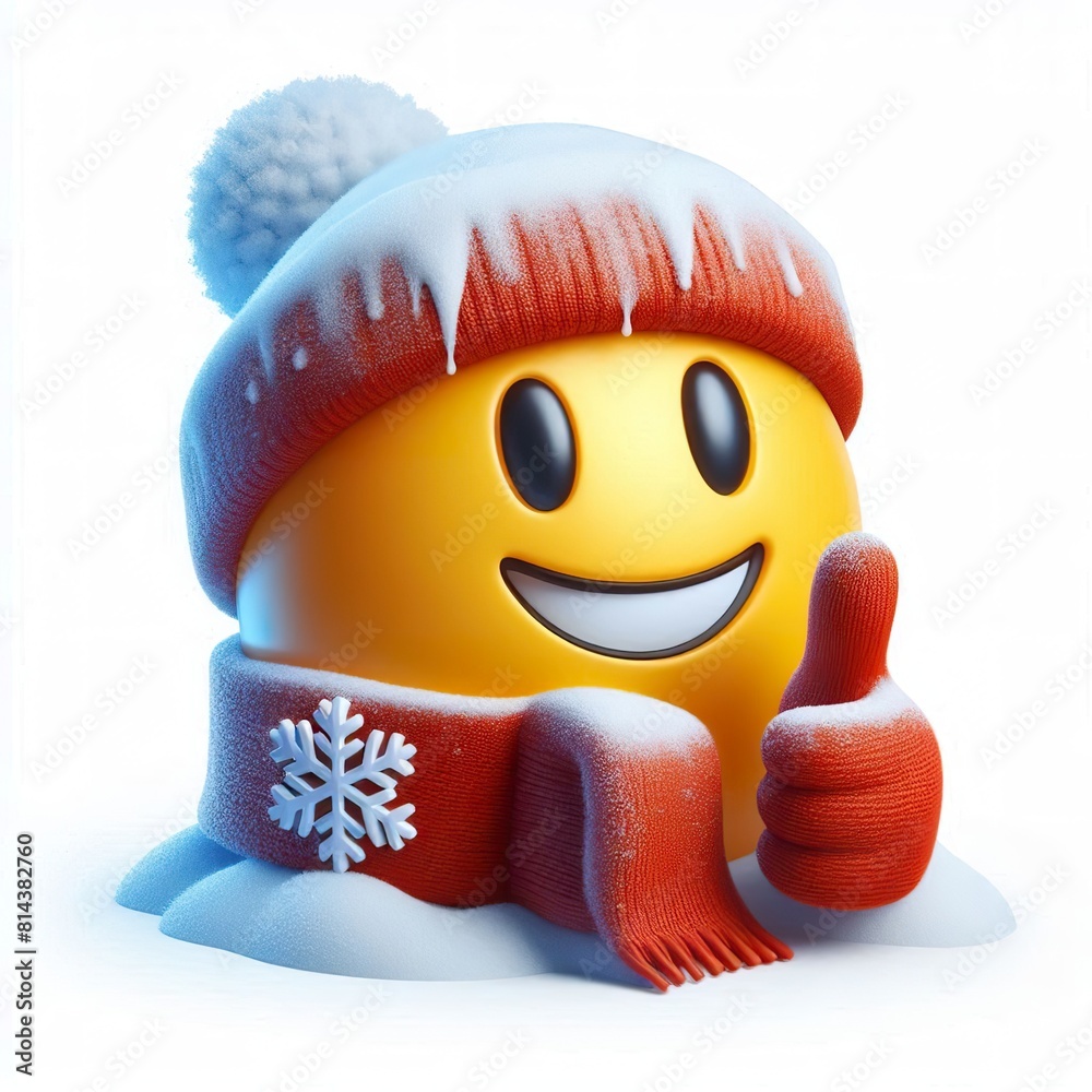 Winter thumbs up emoji on a white background for design Stock ...