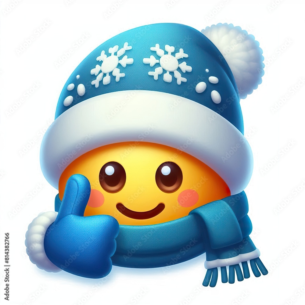Winter thumbs up emoji on a white background for design Stock ...
