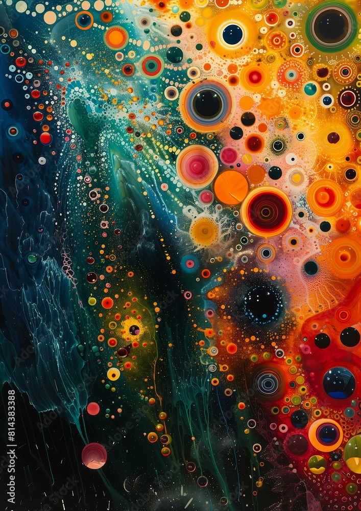 circles dots page interconnections black orange color palette eruption ...