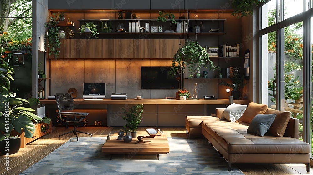 A state-of-the-art urban loft display showing a compact workspace with ...
