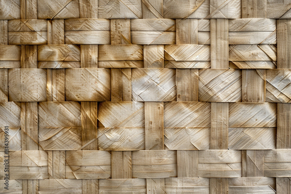Woven bamboo paper texture with interlaced fibers and natural tones ...
