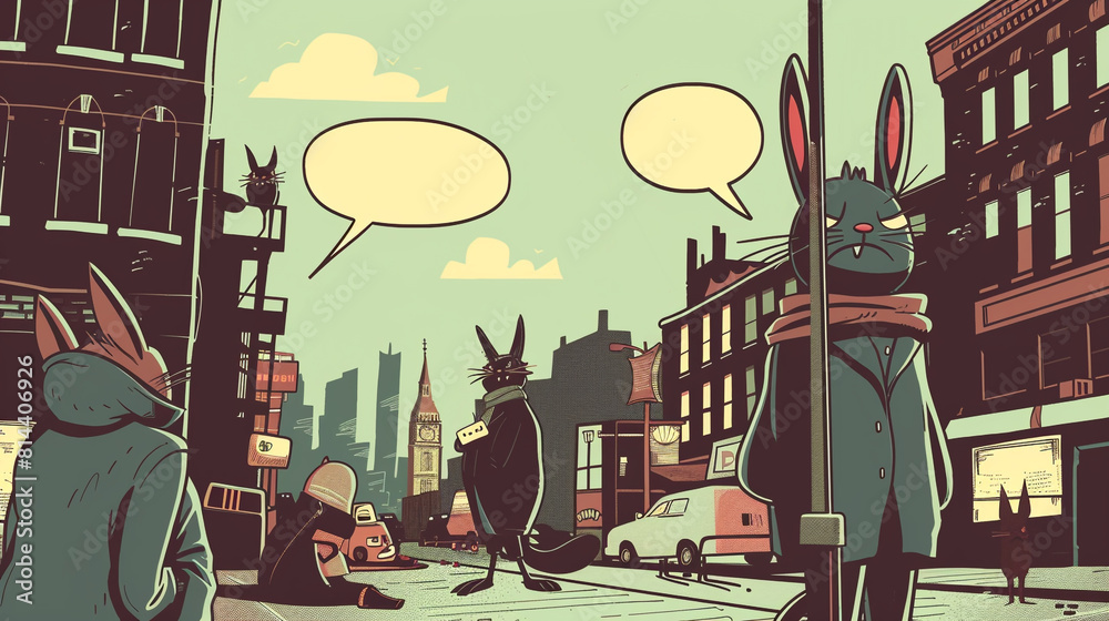 Quirky comic strip scene depicting a humorous interaction between ...