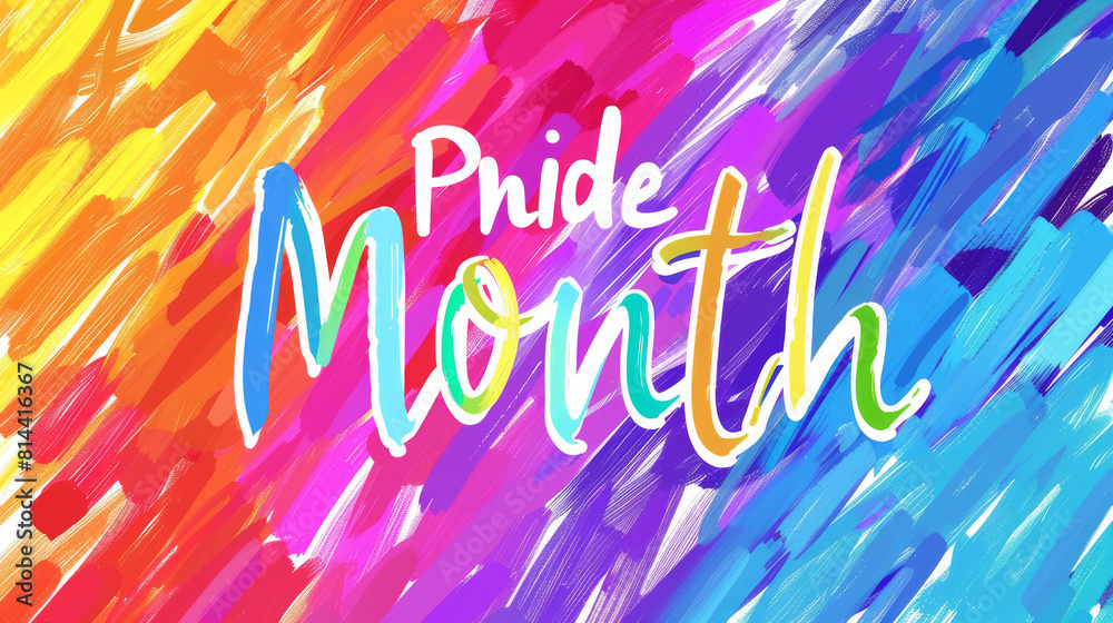 LGBTQ+ Pride month colorful background with written Pride month ...