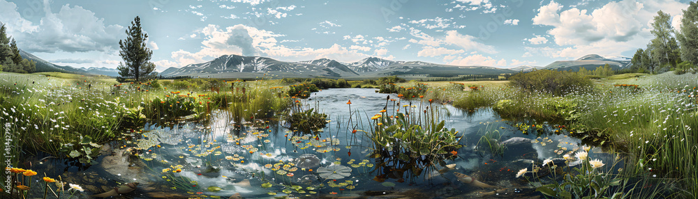 An expansive view of a thriving ecosystem is combined with data ...