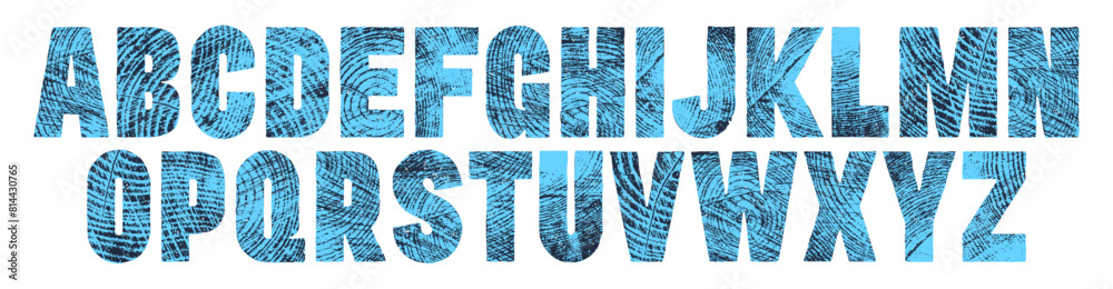 Wood grain Texture Font. Two colour, faded and worn wood texture font ...