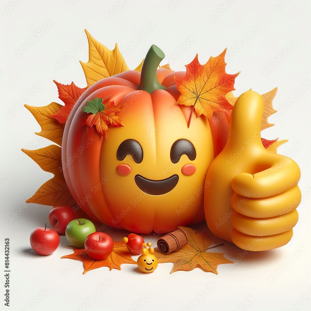 Autumn thumbs up emoji on a white background Stock Illustration | Adobe ...