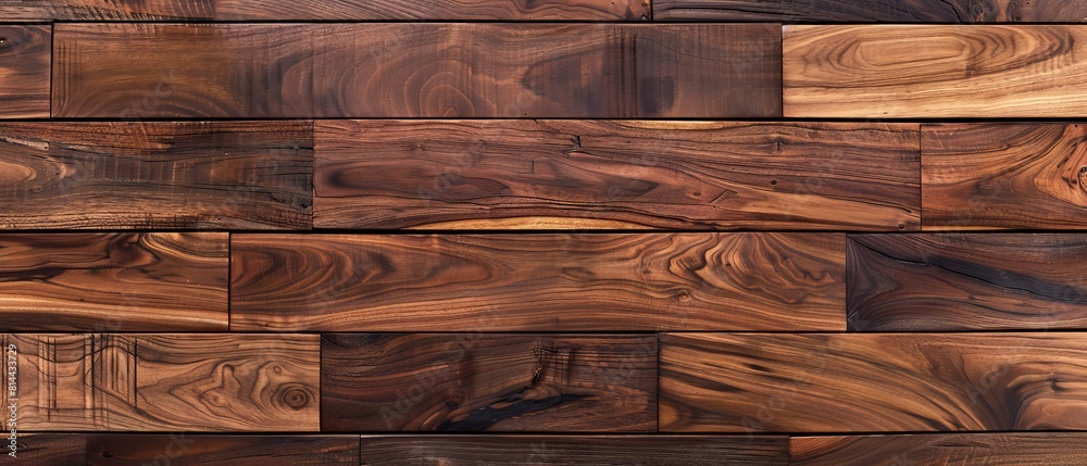 Aerial perspective of rich, walnut wood planks, seamlessly tiled for ...