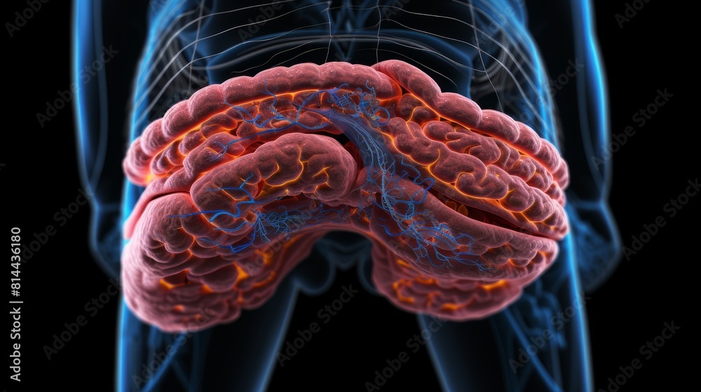 Anatomical model of the human body and organs. Part of a human body ...