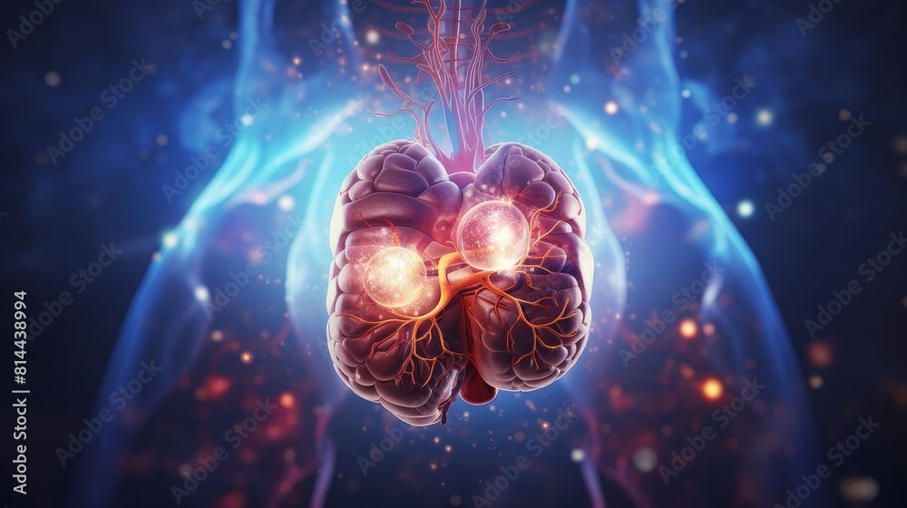 Anatomical model of the human body and organs. Part of a human body ...