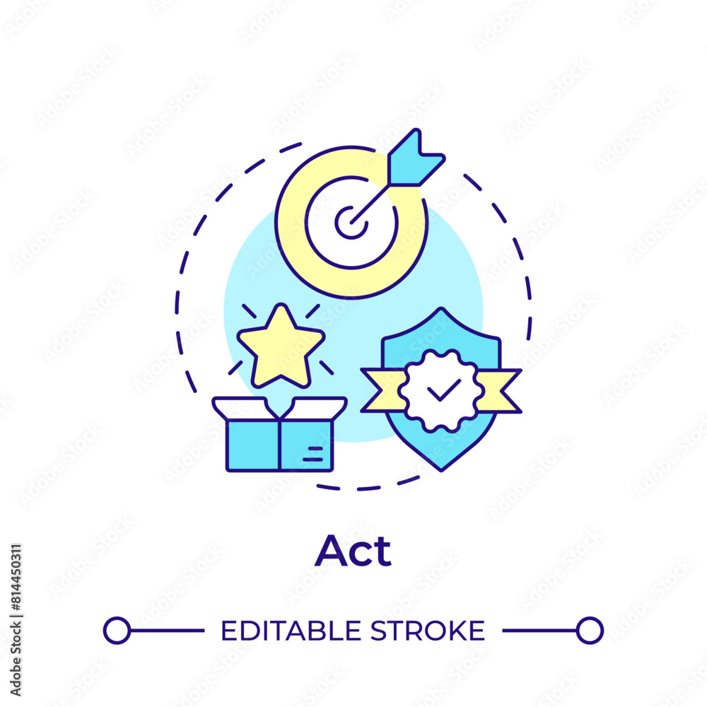 Act multi color concept icon. Product development, task accomplishment ...