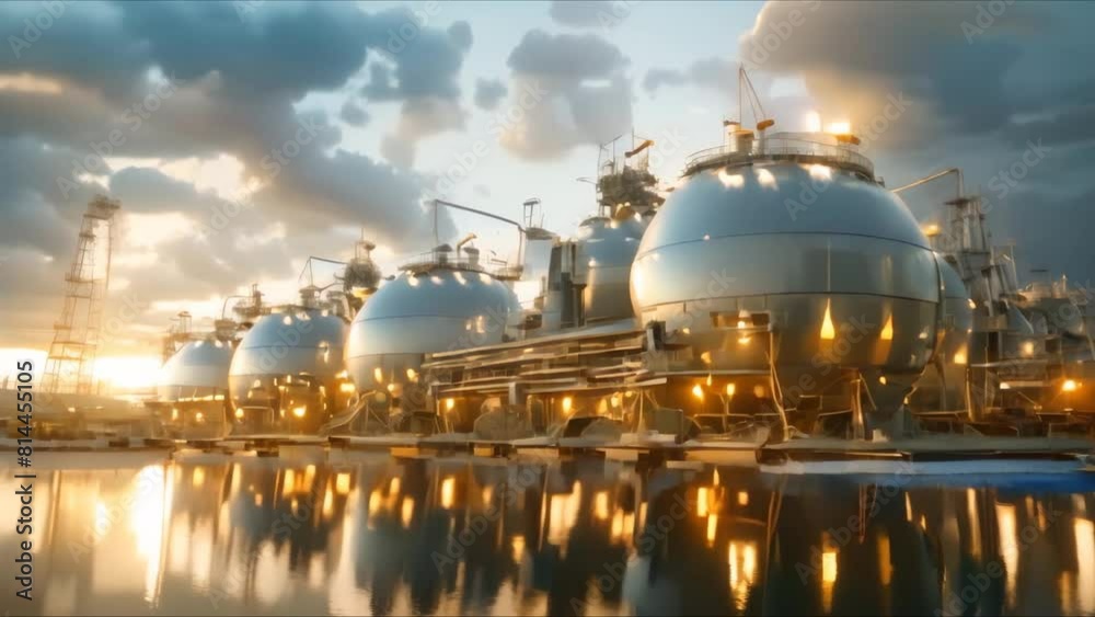 Spherical LNG storage tank in a petroleum refinery for natural gas ...