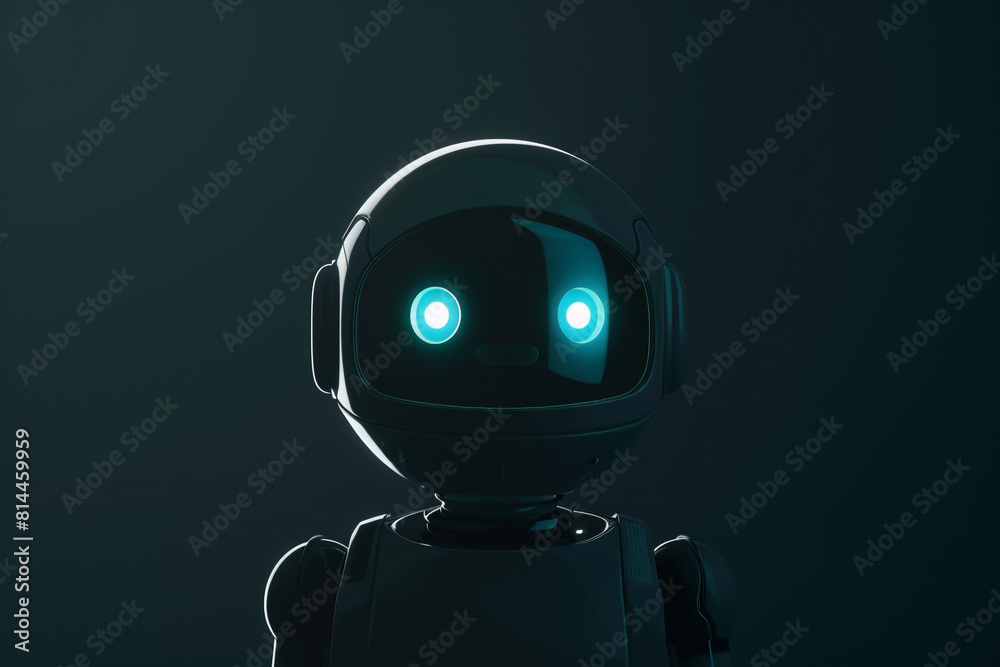 A digital illustration of a chatbot avatar with a friendly robotic face ...