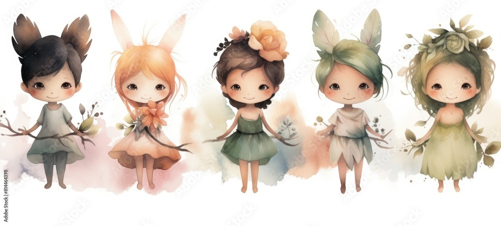 Cute cartoon characters. Little forest creatures. illustration ...