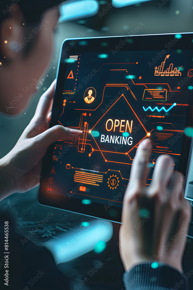 Open banking financial technology fintech concept, Business person ...