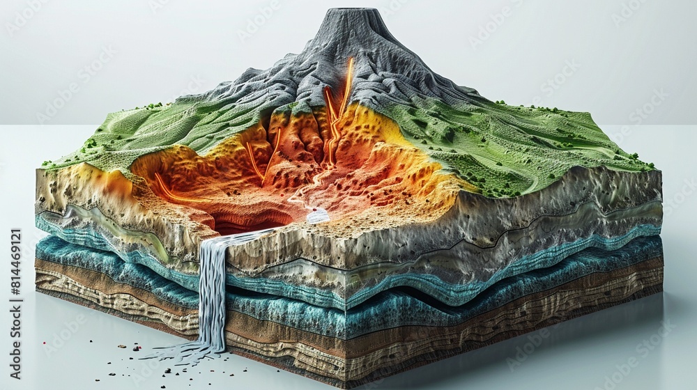Explore the anatomy of a volcanic island with a crosssectional diagram ...