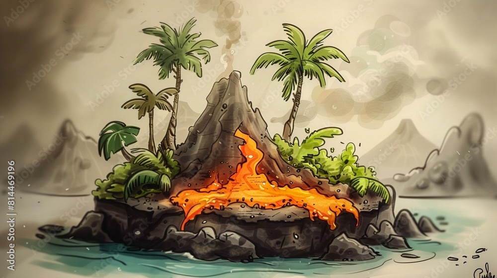 Explore the inner workings of a volcanic island with a crosssectional ...