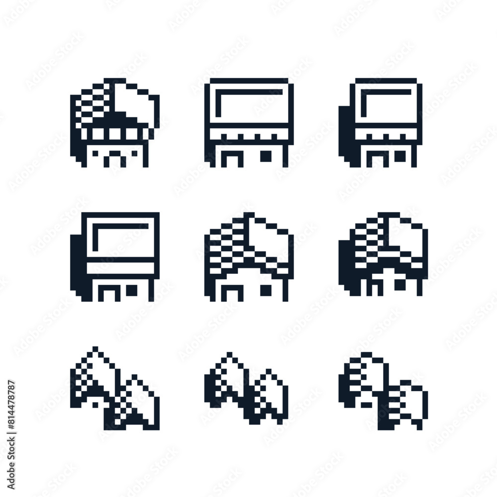 House sticker. Home icon. Pixel art style design for logo, web, mobile ...