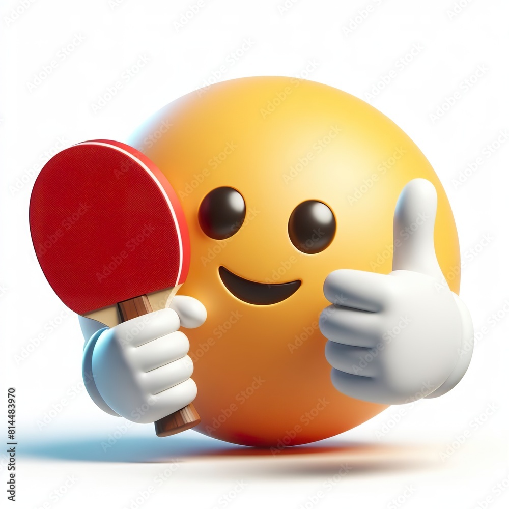 Ping pong playing thumbs up emoji on a white background Stock ...
