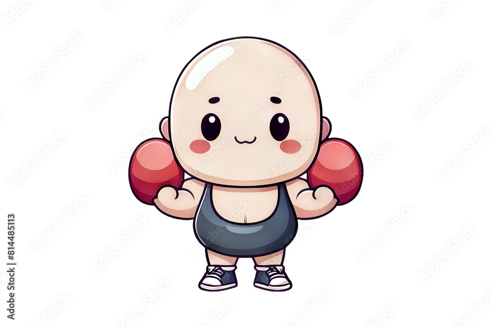 Boxing fighter, kawaii cartoon characters, cute lines and colors ...
