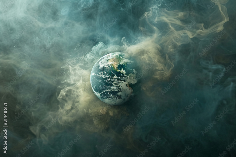 A striking image of Planet Earth enveloped in a dense, swirling mass of ...