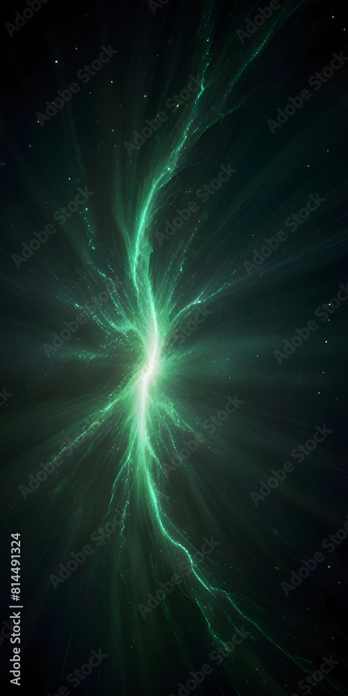 Flashing light effect of green electric thunder explosion with sparks ...
