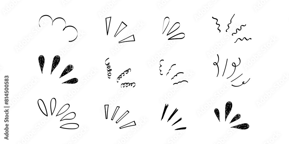 Pop line frame comic anime effect healine mark, suprise doodle emotions ...