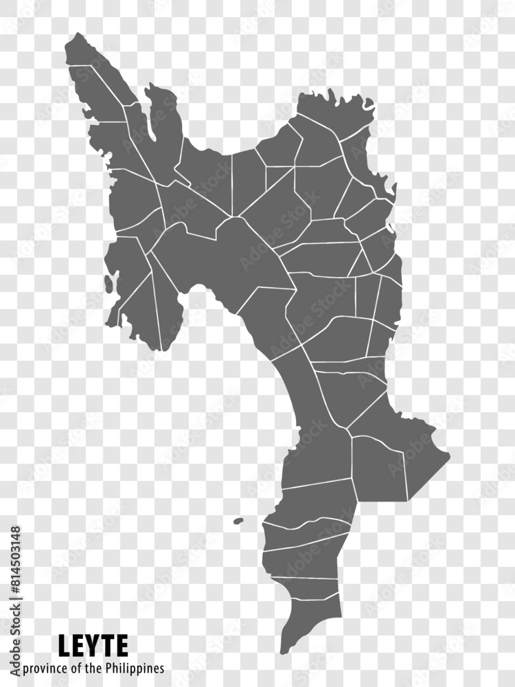 Blank map Leyte of Philippines. High quality map Province of Leyte with ...