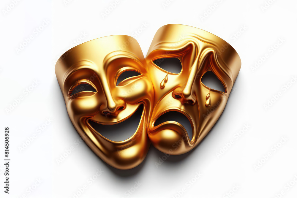 Comedy and tragedy masks reflecting joy and sadness Isolated Stock ...