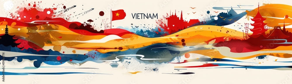 A colorful pattern with red, yellow and white color combination ...