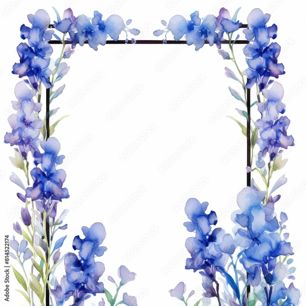 delphinium themed frame or border for photos and text. with tall spikes ...
