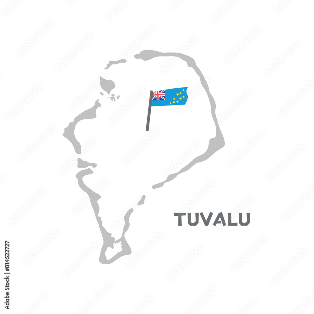 Tuvalu vector map illustration, country map silhouette with the flag ...