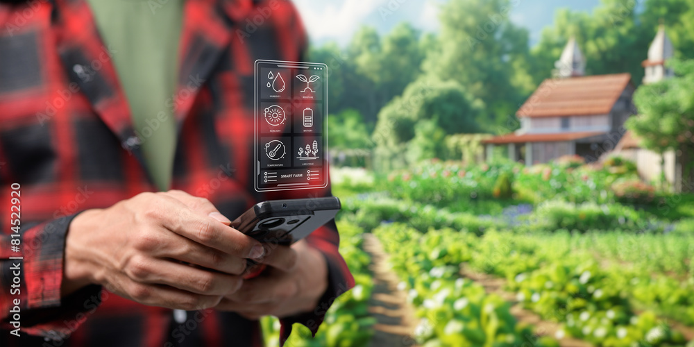 Smart Farm UI hologram system control, maintenance, displaying growth ...