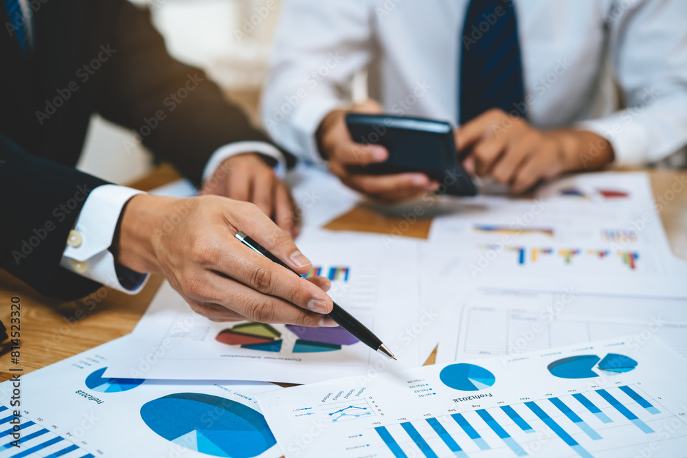 financial advisory services. Asian advisor showing plan of investment ...