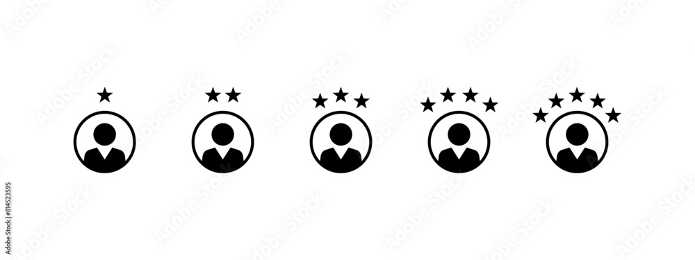 Customer experience vector icon . 1 to 5 star satisfaction rating ...