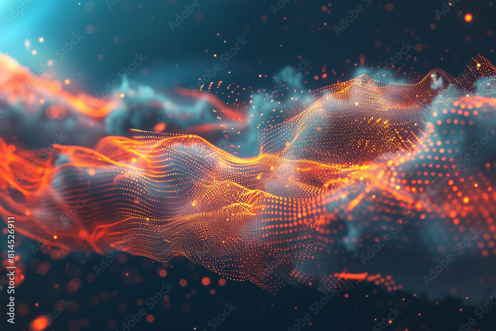 Abstract data points merging with a floating cloud, representing the ...