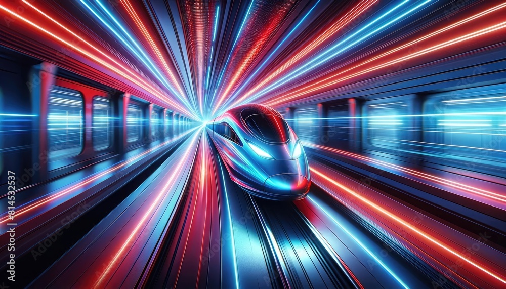 Illustrazione Stock The AI-generated photo depicts a high-speed train ...