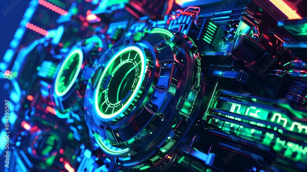 Futuristic manga illustration with cyberpunk themes, metallic textures ...