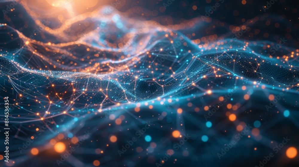 Technology background with interconnected cyber cells and artificial ...