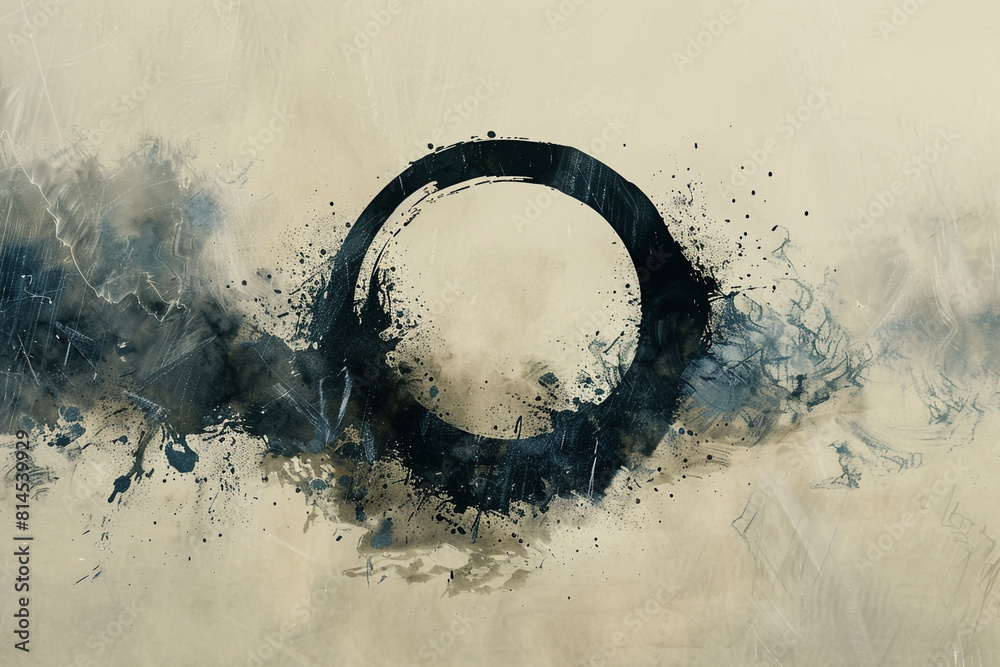 Abstract illustration of Zen meditation concept featuring a Zen Enso ...