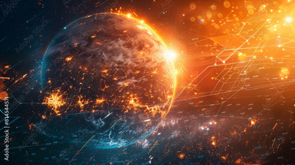 An illustration of global warming, increasing global temperatures, and ...