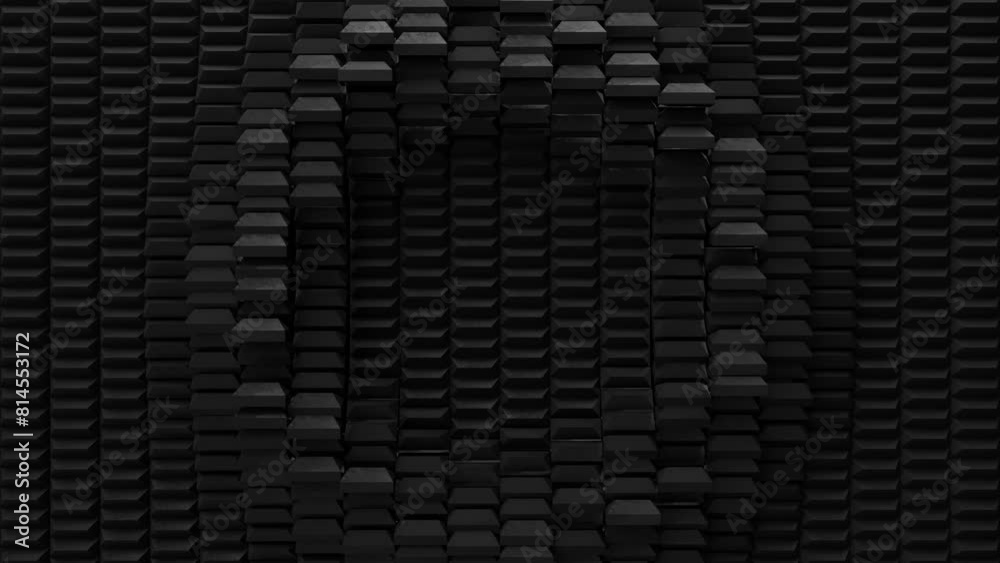 4k black moving bricks surface. Abstract background with geometric ...