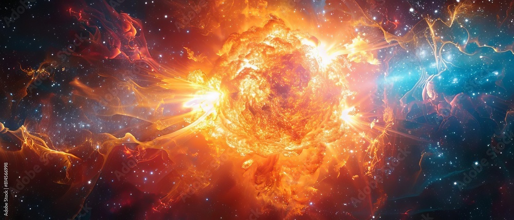 Astronomical illustration of a supernova remnant s expansion, with ...